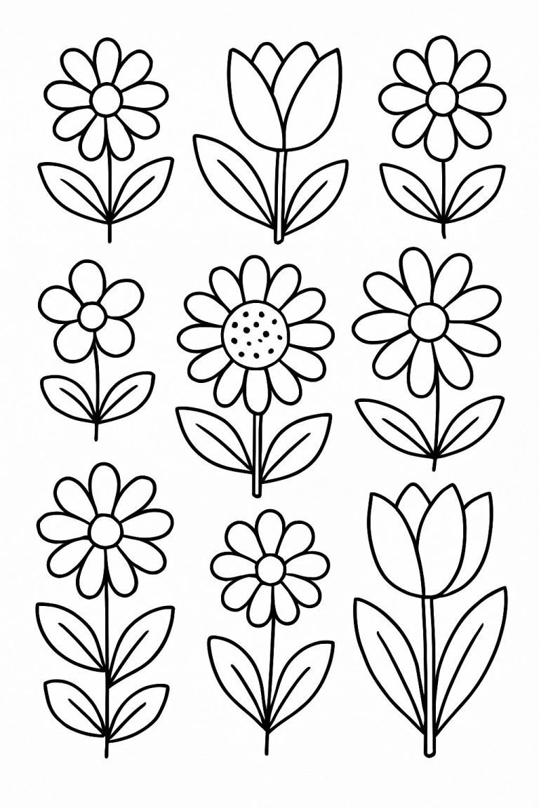 Cute Flower Coloring Pages (15 Free Printable PDF Pages) For Relaxation ...
