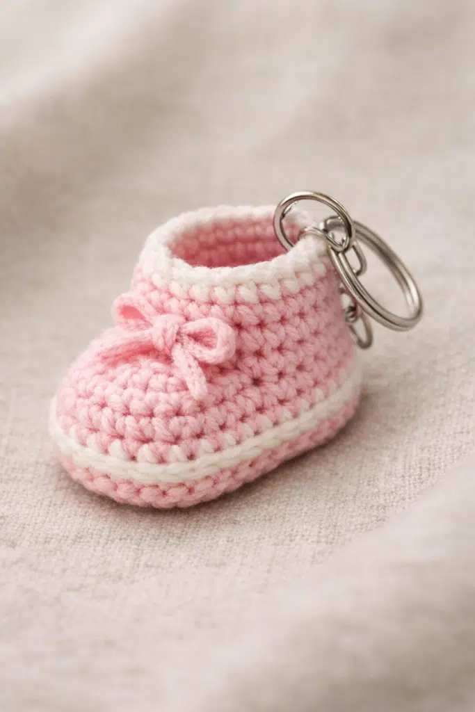 Mini Crochet Baby Booties Keychain Pattern – Baby Booties Crochet ...